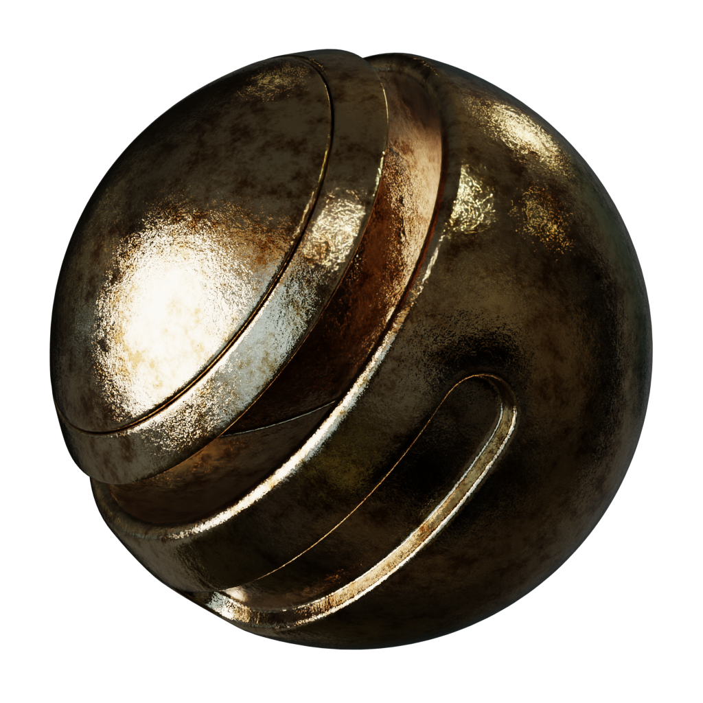 Weatherd Polished Brass | FREE metal materials | BlenderKit