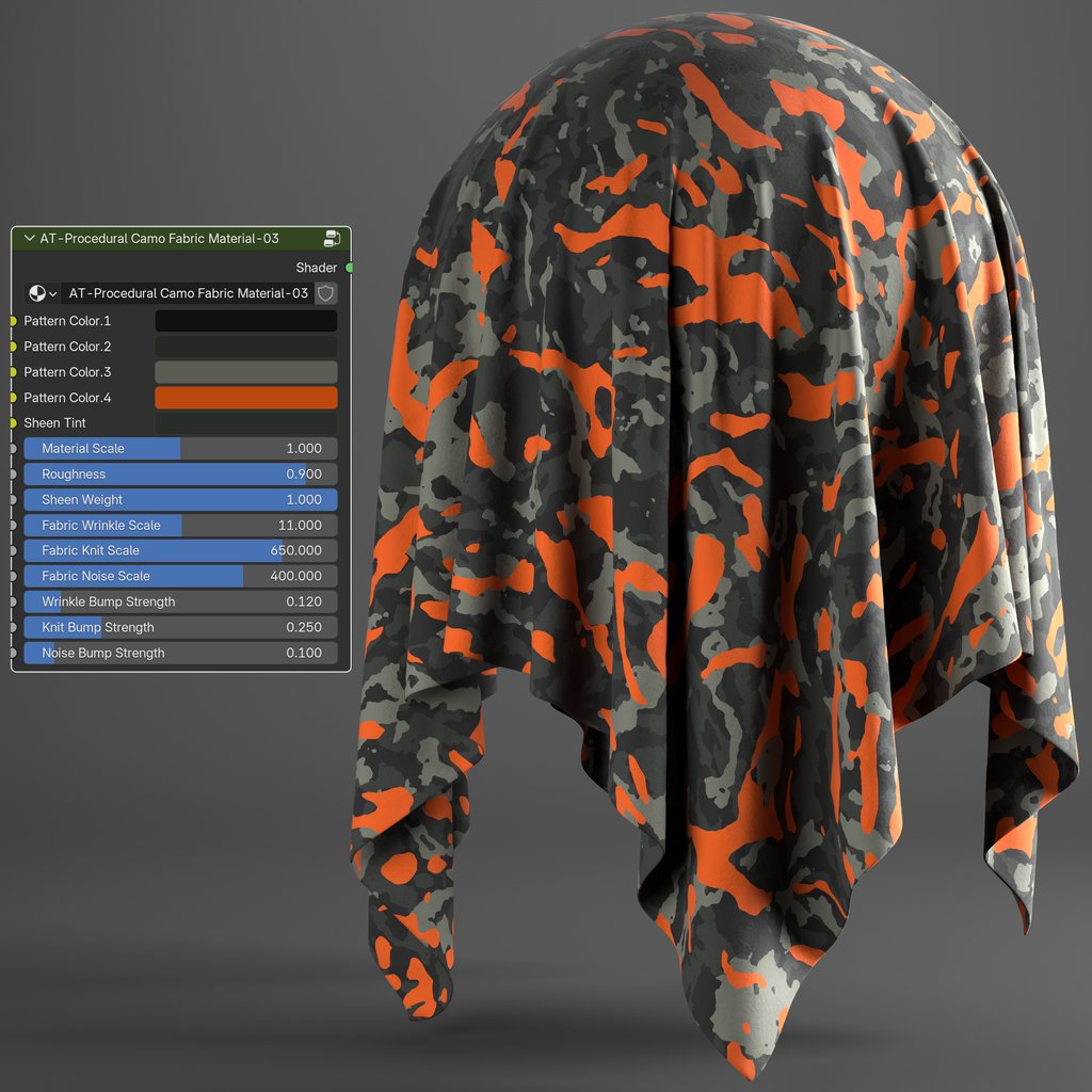 AT-Procedural Camo Fabric Material-03 | FREE fabric materials | BlenderKit