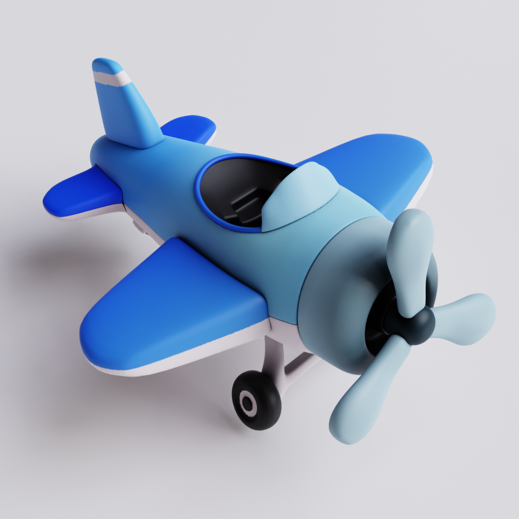 Toony Plane Azure | Airplane models | BlenderKit