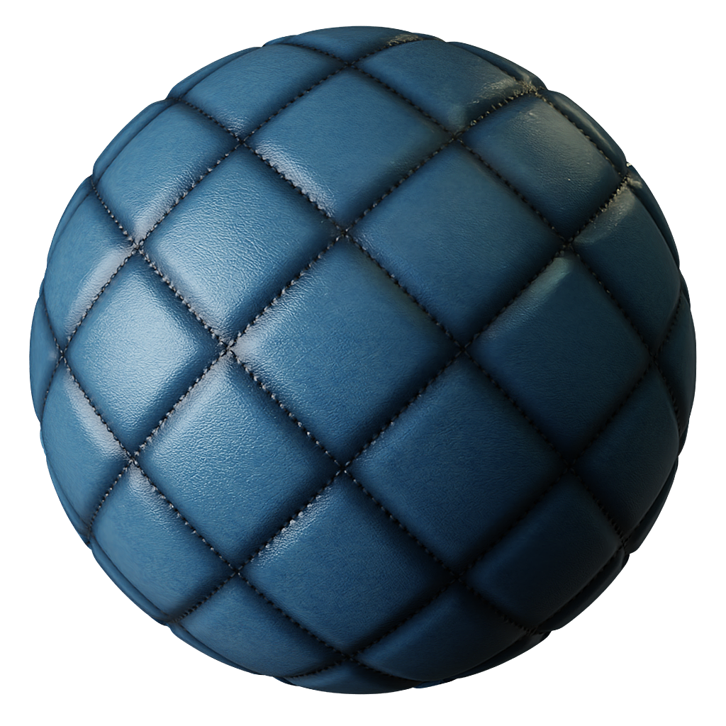 Diamond Quilted Stitch Leather Blue | FREE leather materials | BlenderKit