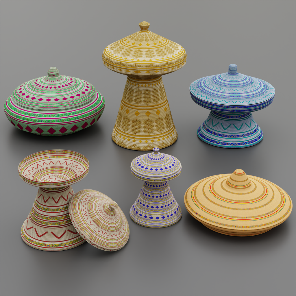 BlenderKit | Download the FREE Ethiopian mesob collection model