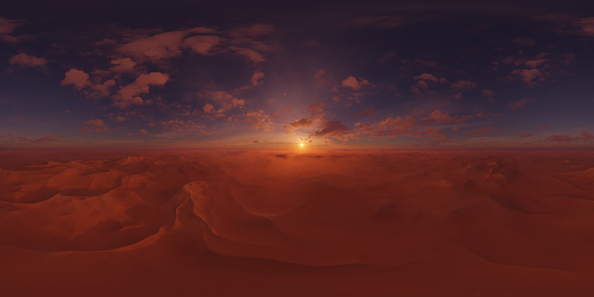 Red Cloudy Sunset over Desert | Nature HDRis | BlenderKit