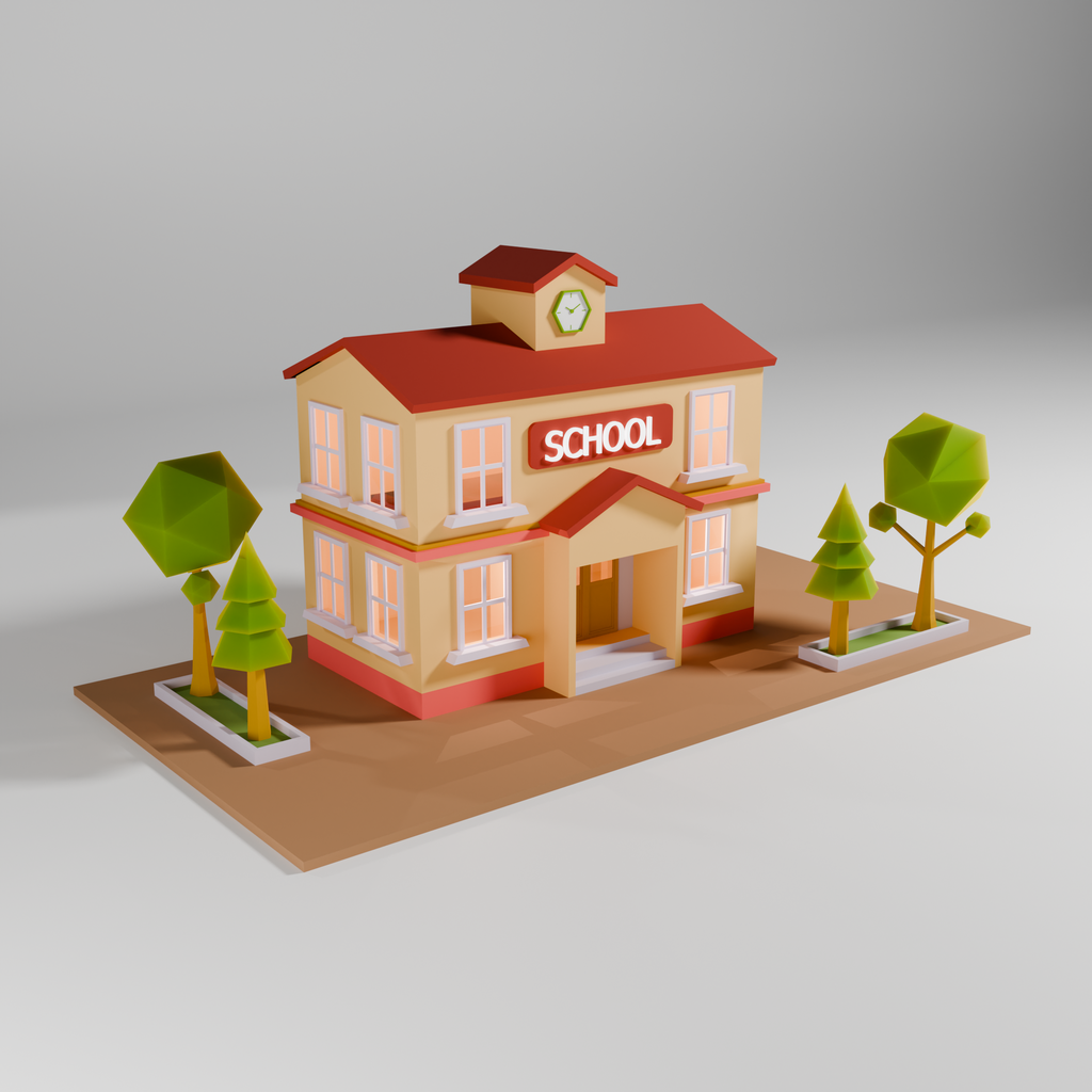 Low Poly School Building | Buildings models | BlenderKit
