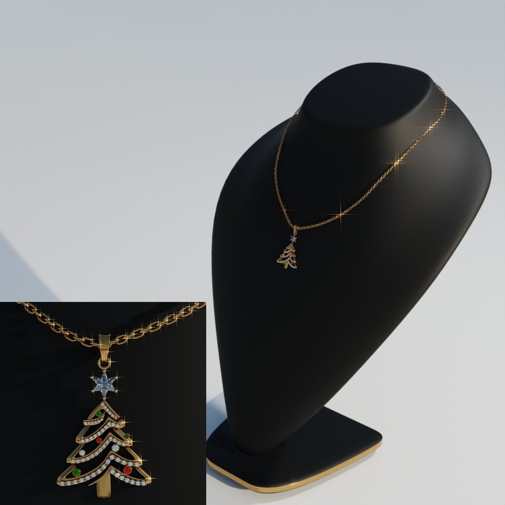 BlenderKit | Download the Golden Christmas Tree Pendant model