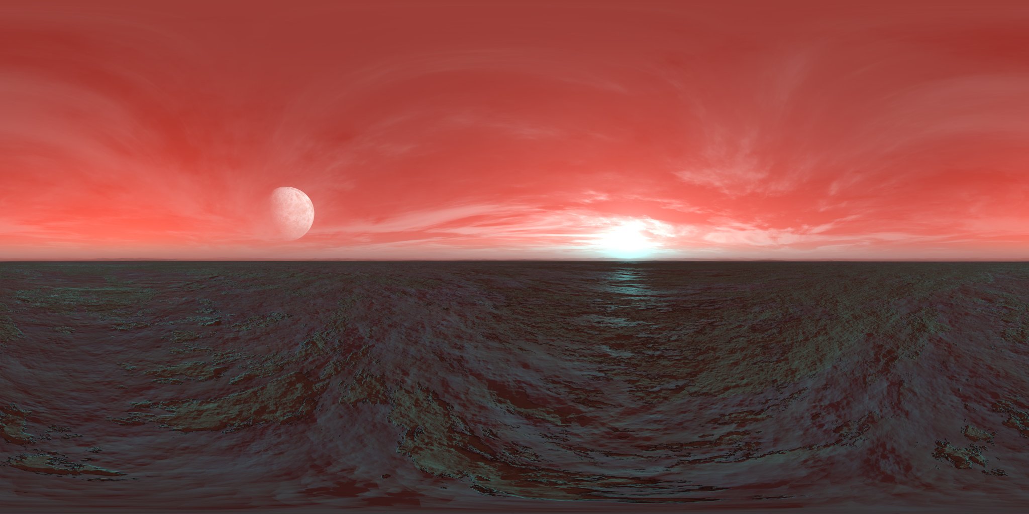 Red Sky Evening With Moon Skydome | FREE Futuristic Environments HDRis ...