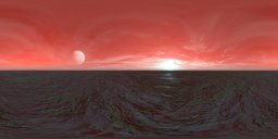 Red Sky Evening With Moon Skydome | FREE Futuristic Environments HDRis ...