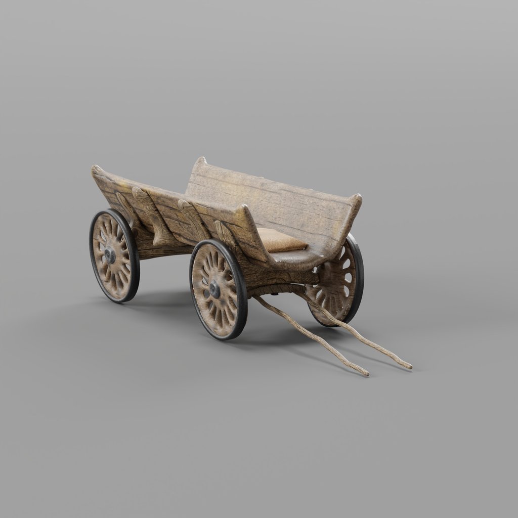 Old Wooden Horse Cart 3D Model | Transport models | BlenderKit