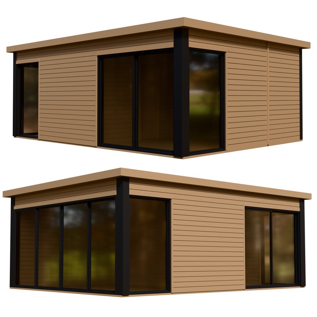 Modern Wooden Prefab House | Commercial Buildings models | BlenderKit