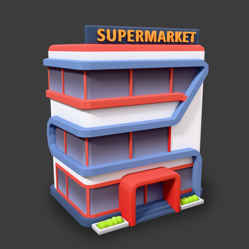 Stylized lowpoly supermarket building | Commercial Buildings models ...