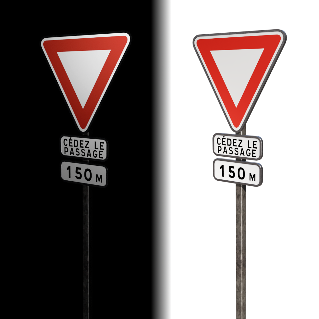 Road sign Yield French standard (AB3a) | Urban Environment models ...