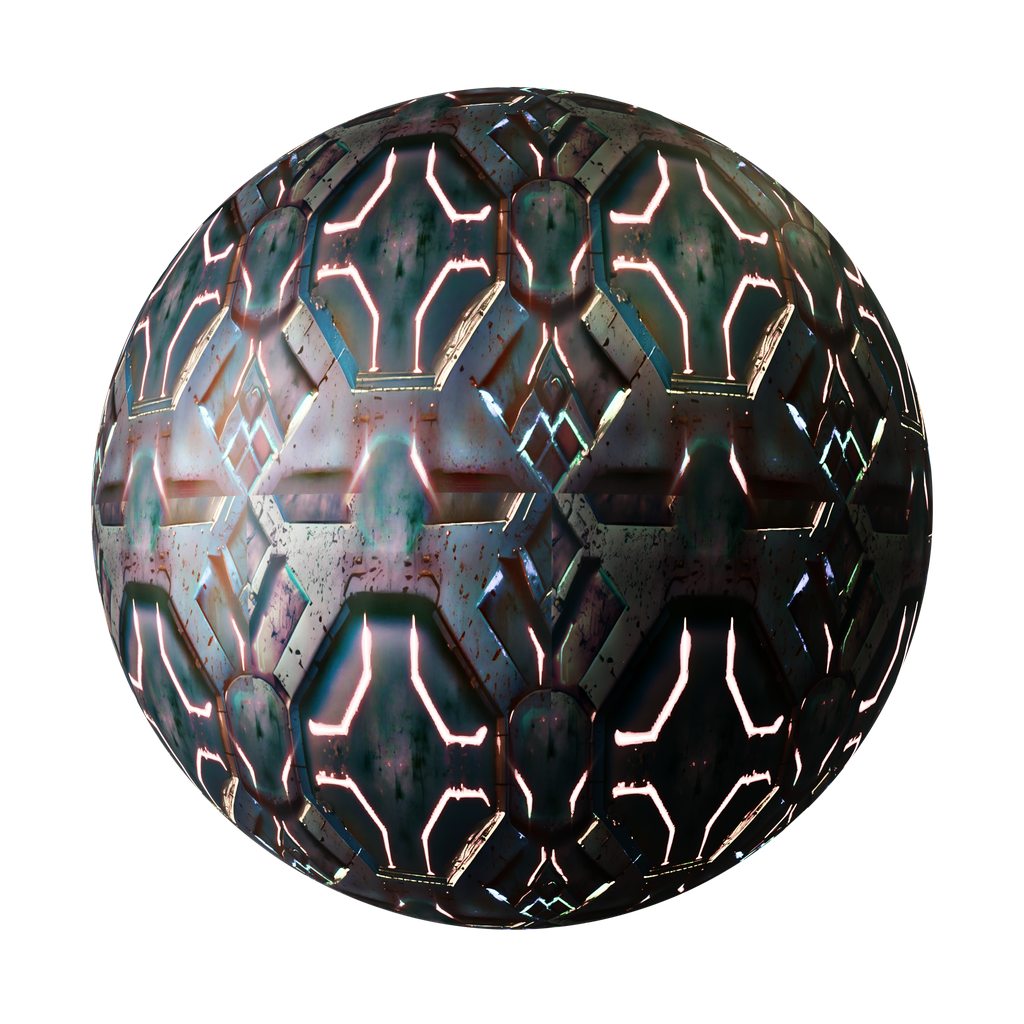 Sci-fi metal with emission | FREE metal materials | BlenderKit