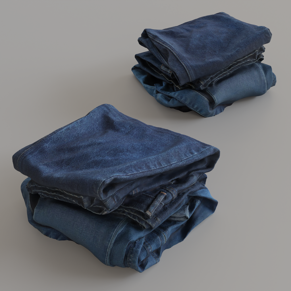 Stack of folded garments jeans | FREE Textile models | BlenderKit