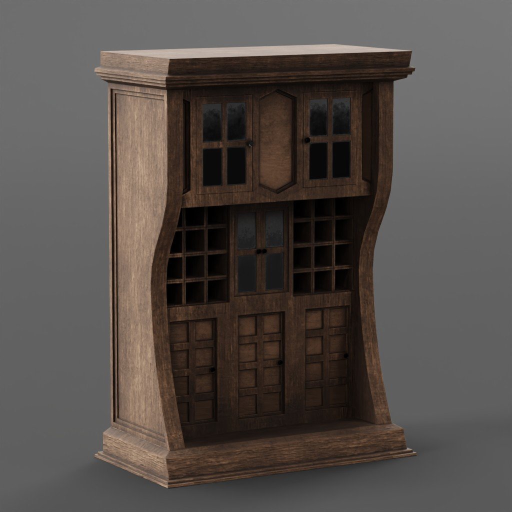 Wooden Cabinet | FREE Shelves models | BlenderKit