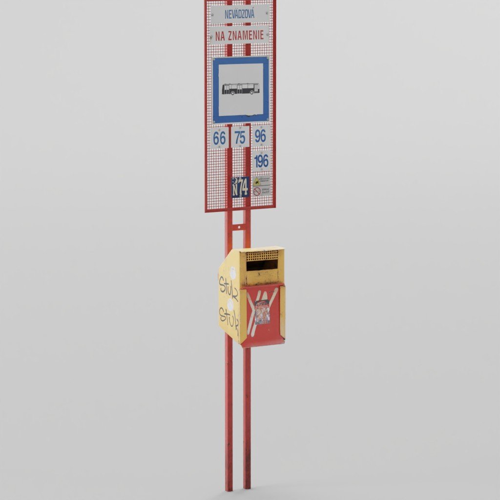 Bus Stop Bin | Urban Environment models | BlenderKit