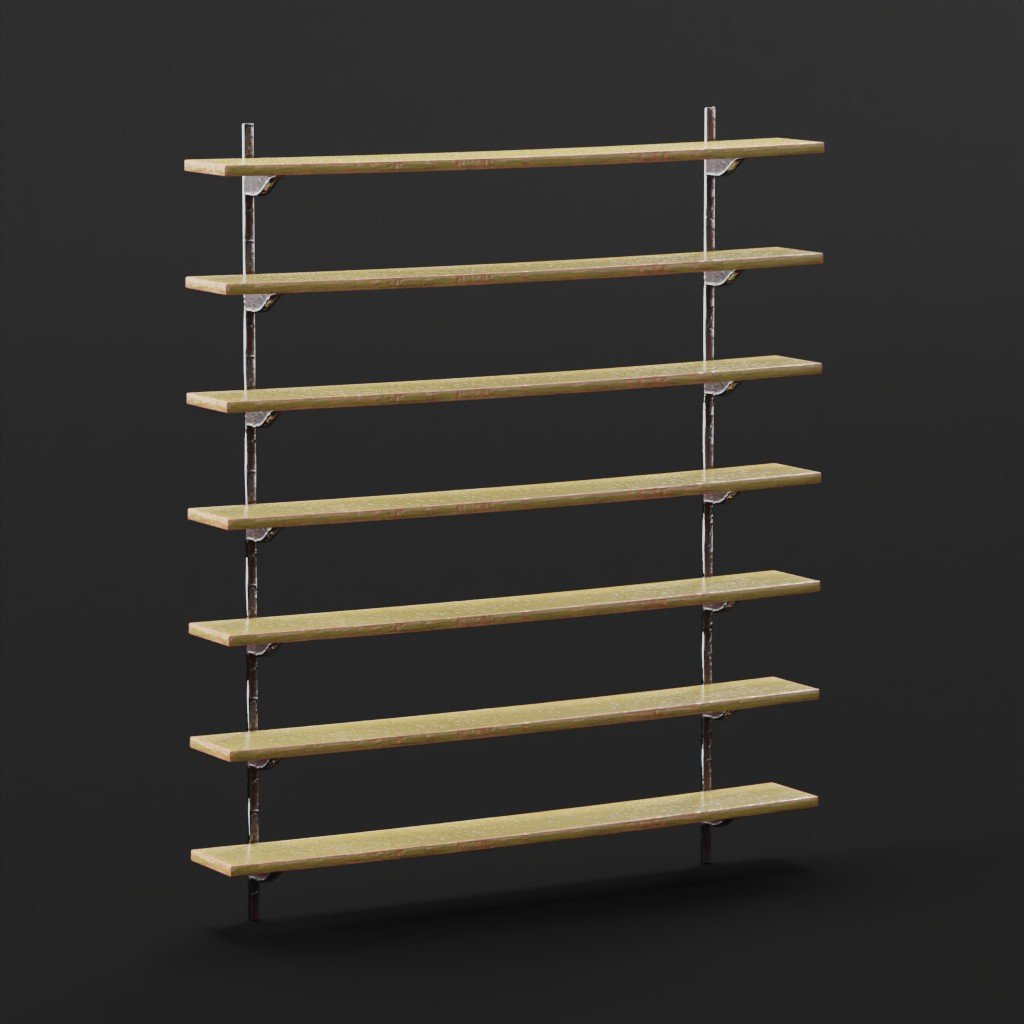 Small Wooden Shelves (wall Mounted) | FREE Shelves models | BlenderKit