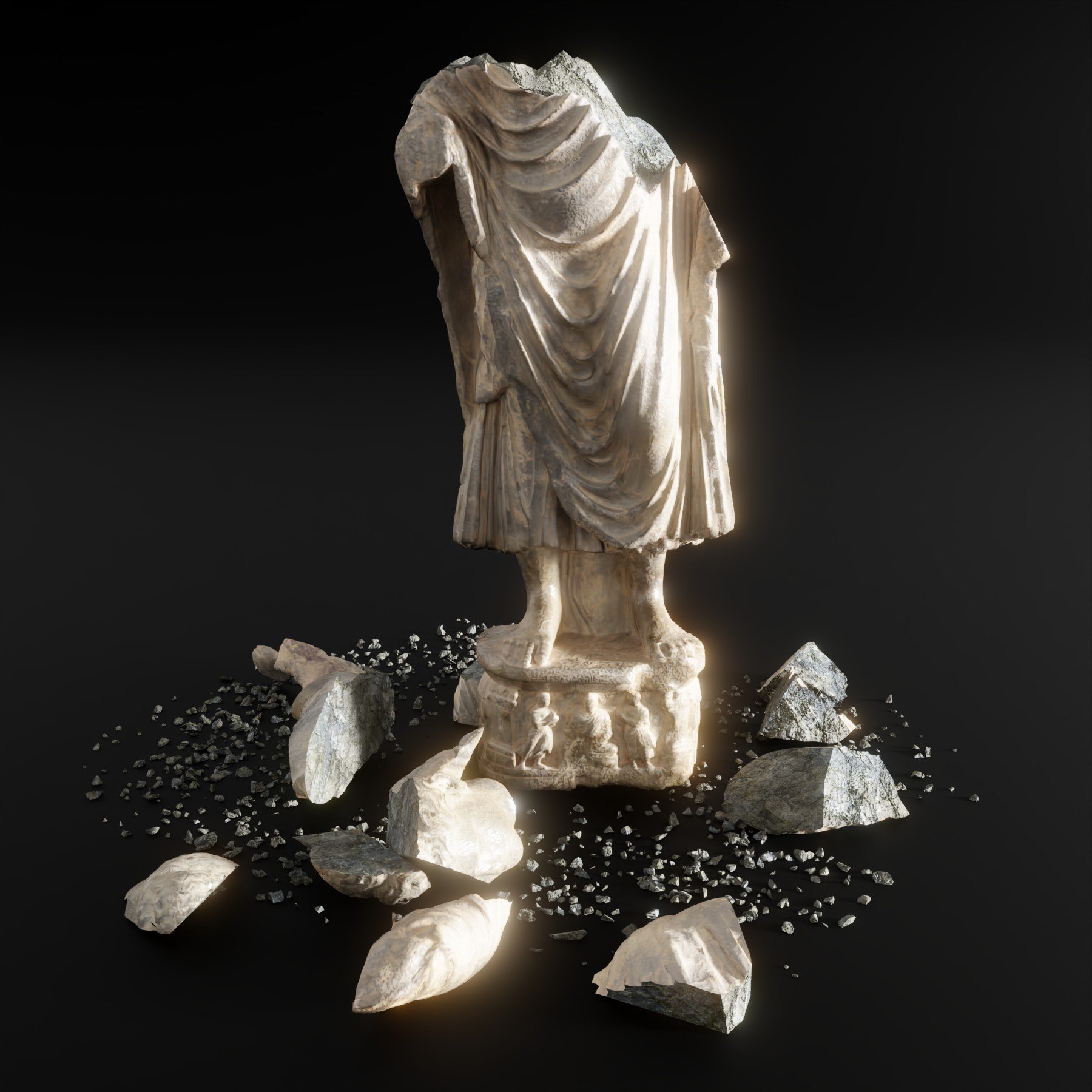 Broken statue | Interior Sculptures models | BlenderKit