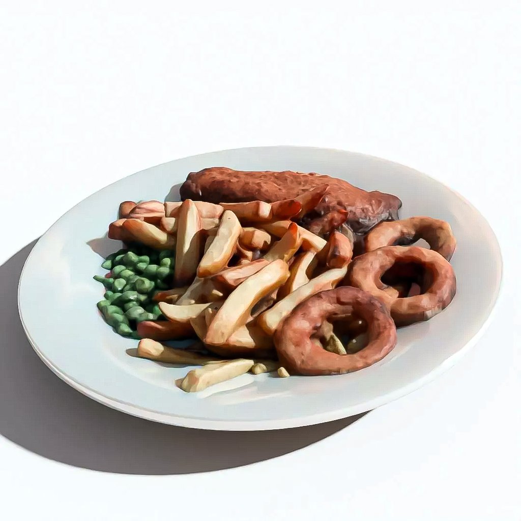 Fish and Chips Meal on Plate | Food models | BlenderKit