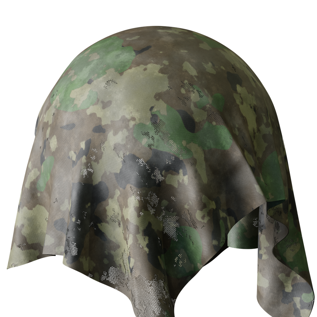 Woodland Camouflage Worn | FREE fabric materials | BlenderKit