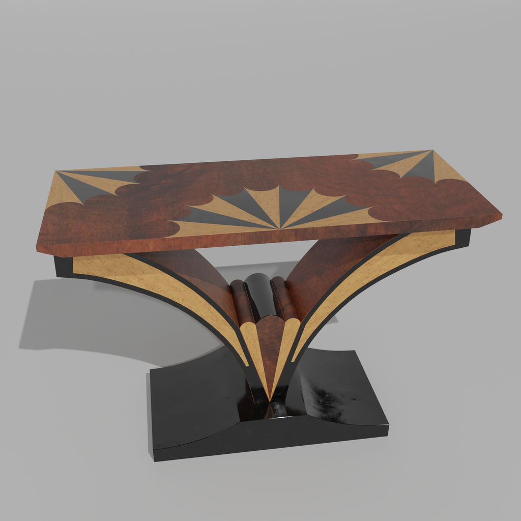 BlenderKit | Download the FREE Birdseye maple Art Deco table model