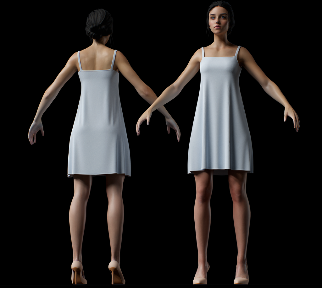Minimalist Midi Slip Dress | Women models | BlenderKit