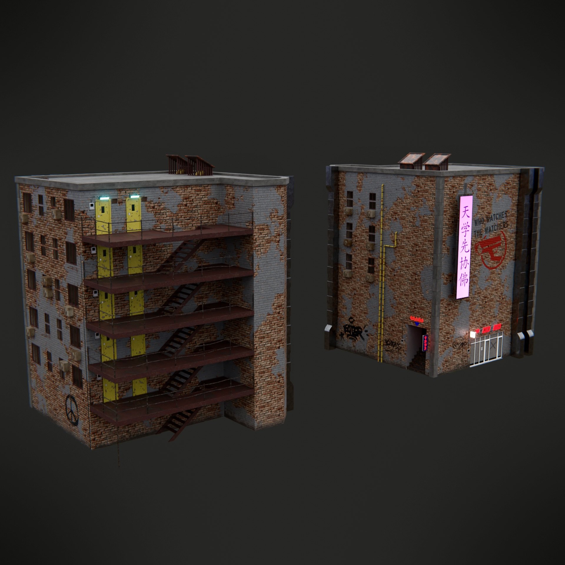 Cyberpunk Building | FREE Sci-fi Buildings models | BlenderKit
