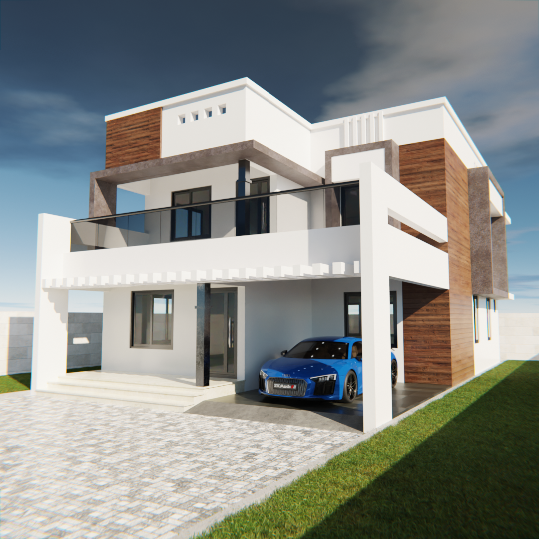 Modern House 2 | FREE Private Buildings models | BlenderKit