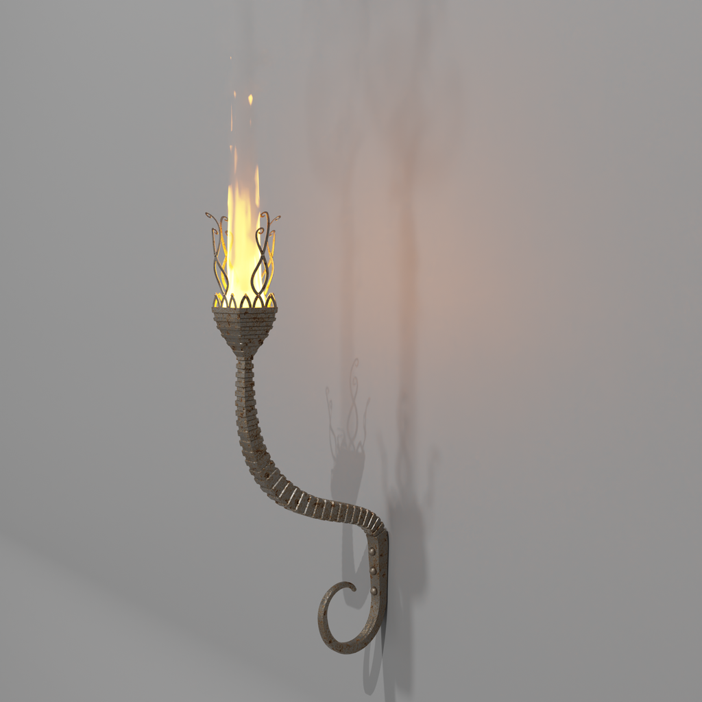 Fantasy-style iron wall torch | FREE Fireplaces models | BlenderKit