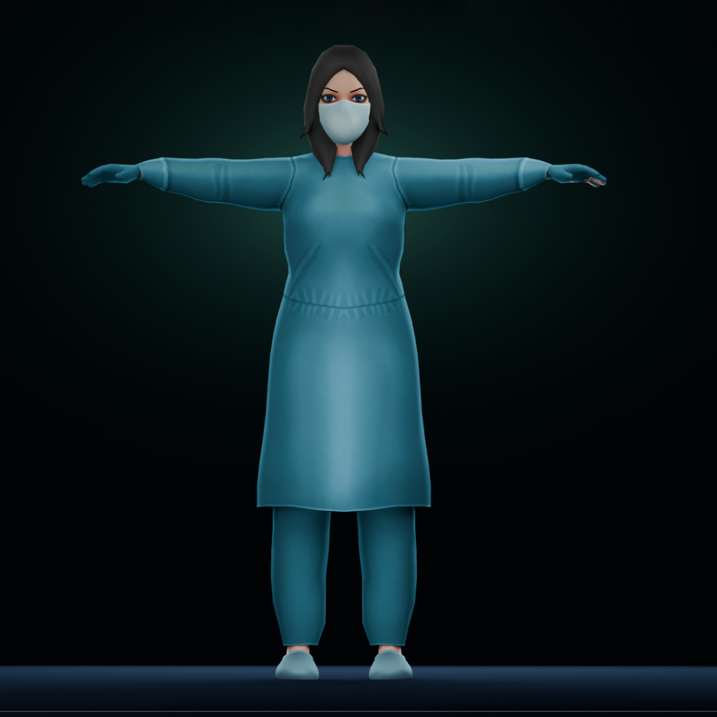 Female Surgeon in Protective Gear | Medical Characters models | BlenderKit