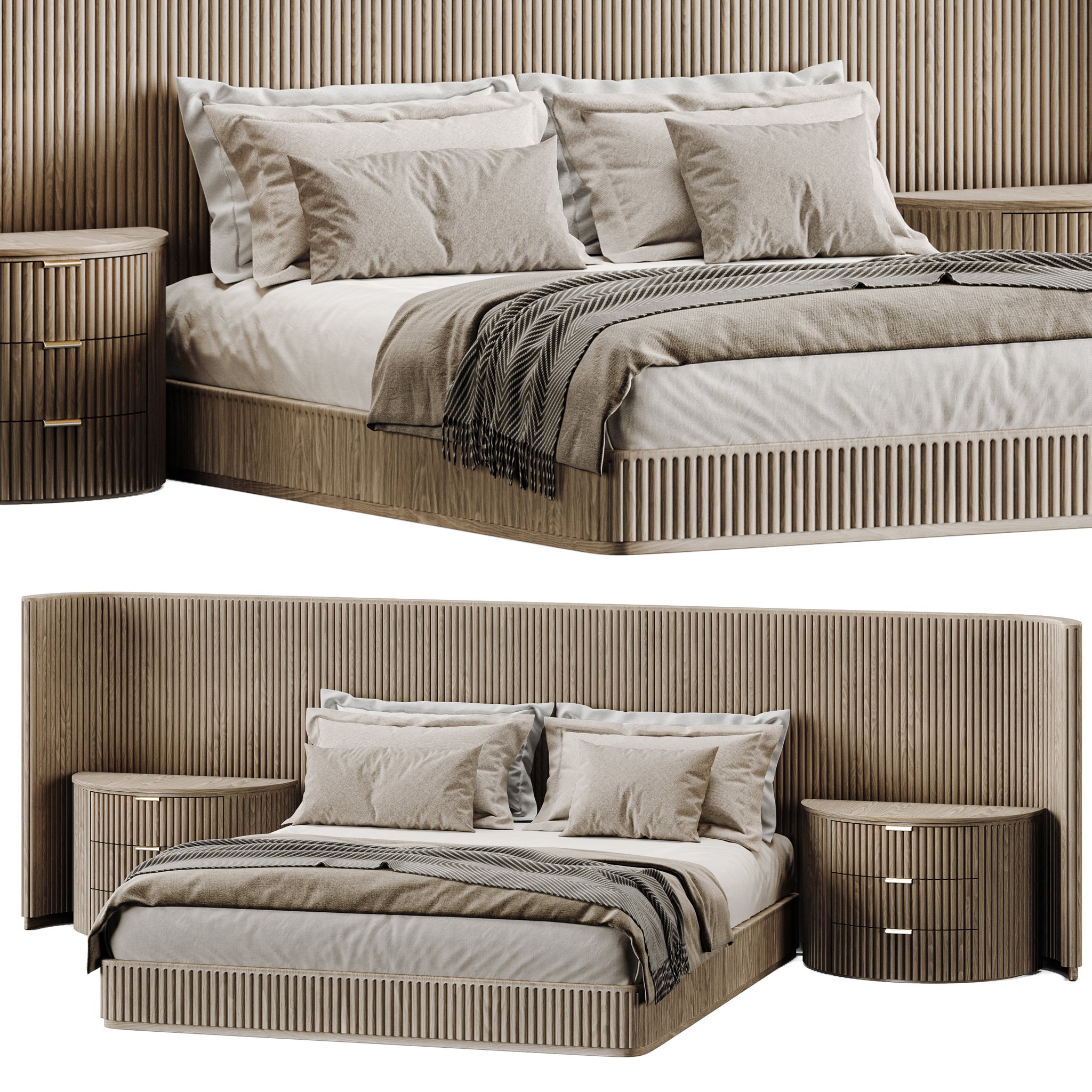 Byron extended panel bed | Beds models | BlenderKit
