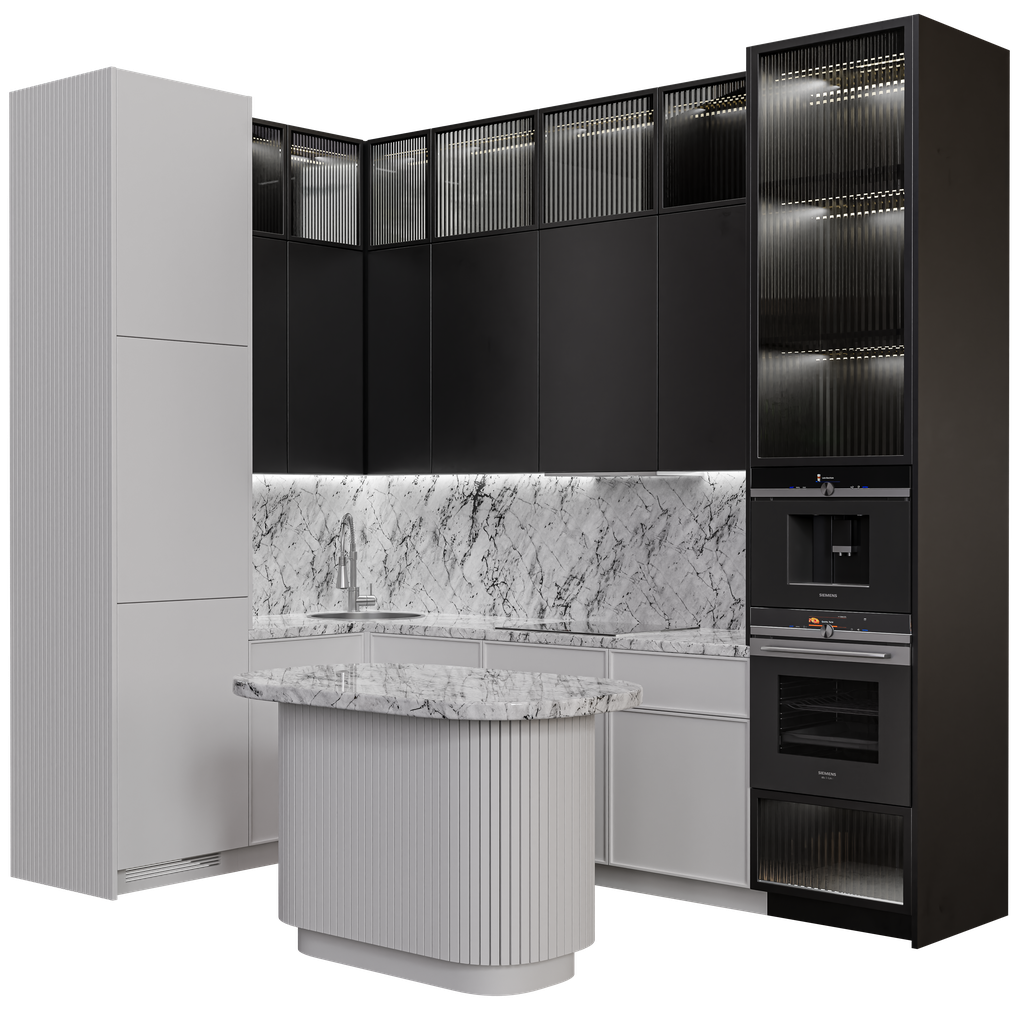Kitchen modern black&white | Kitchen Sets models | BlenderKit