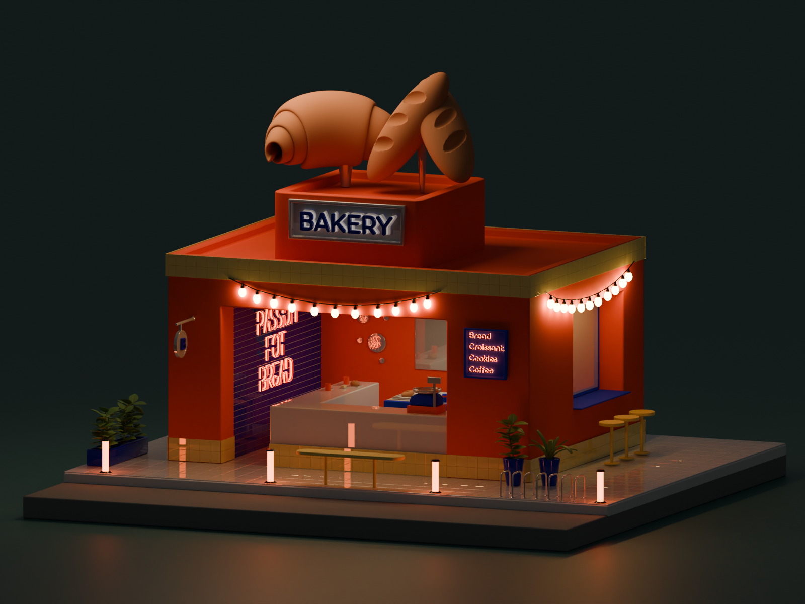 Miniature bakery scene | FREE Architectural Scenes models | BlenderKit