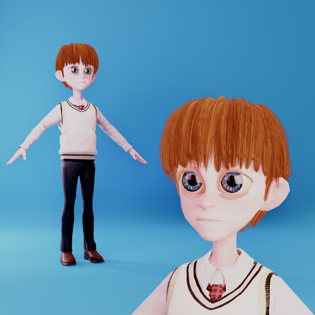 BlenderKit | Download the Stylised Male Student model