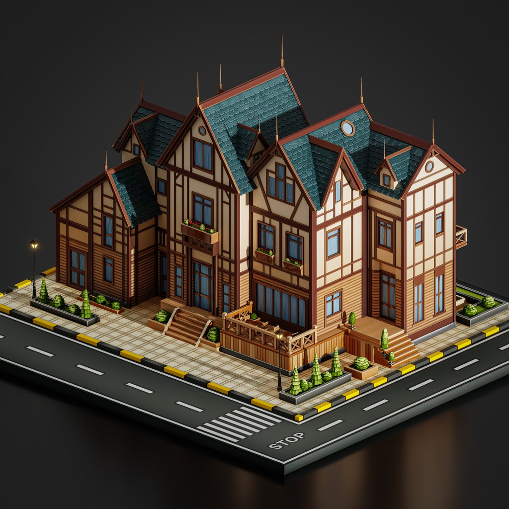 Low Poly Street Pack | FREE Architectural Scenes models | BlenderKit