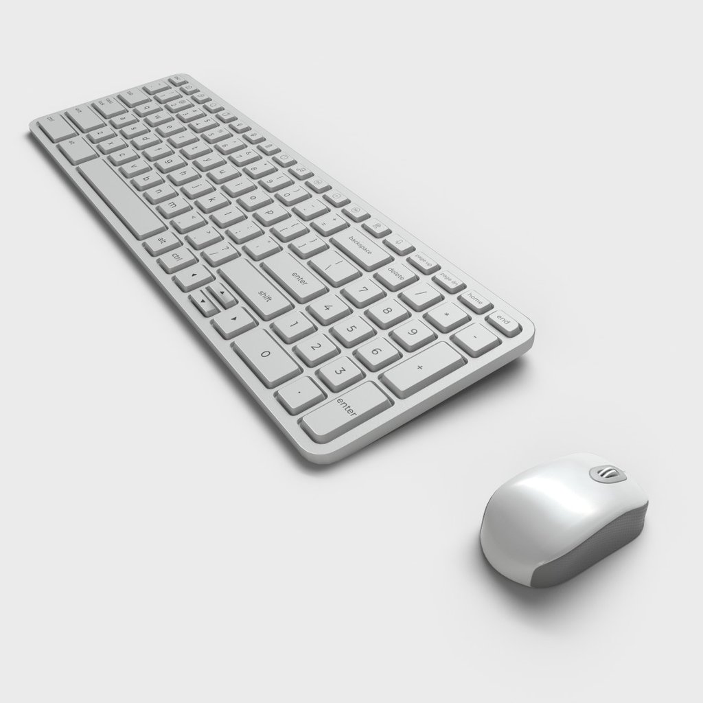 Keyboard and Mouse white | FREE Keyboards models | BlenderKit