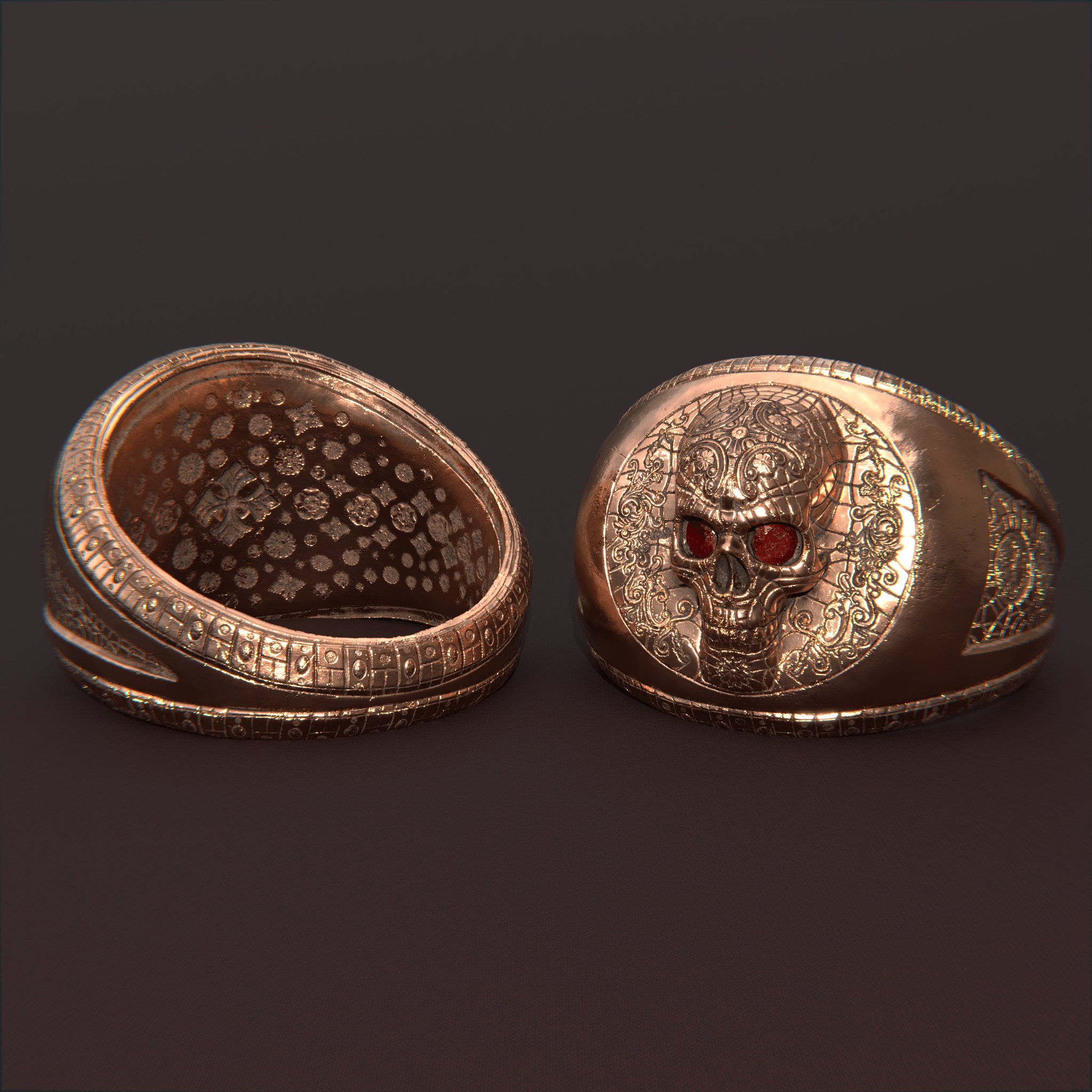 Copper Skull Signet Ring | FREE Accessories models | BlenderKit