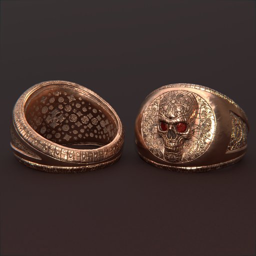 Copper Skull Signet Ring | FREE Accessories models | BlenderKit