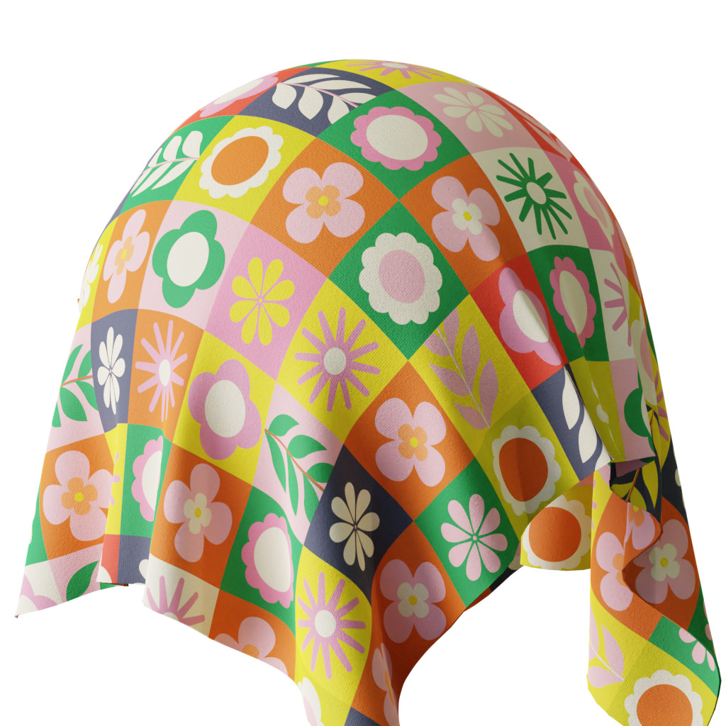Colorful Flower Fabric | FREE fabric materials | BlenderKit