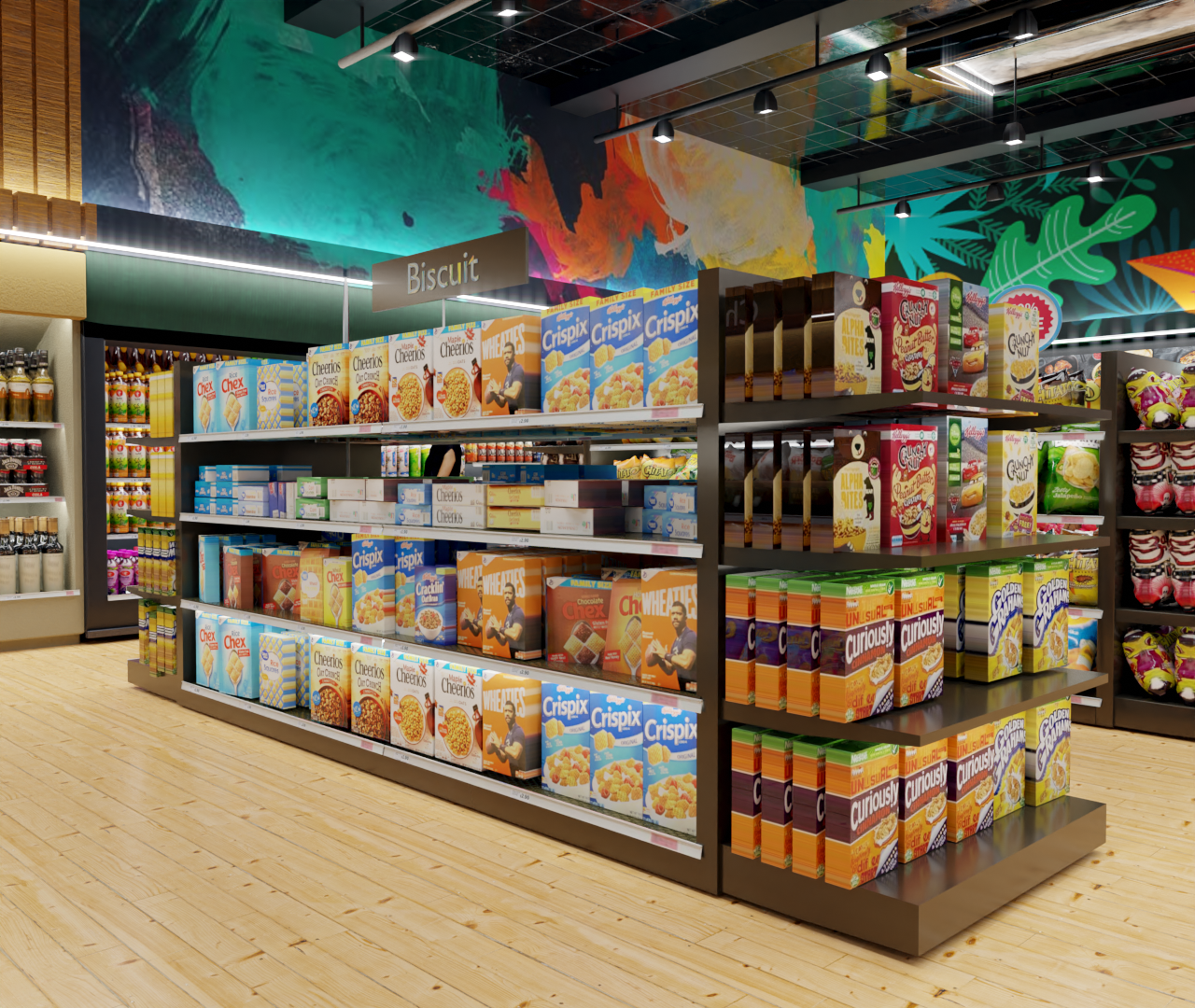 Biscuit retail shelve gondola | Shopping / Retail models | BlenderKit