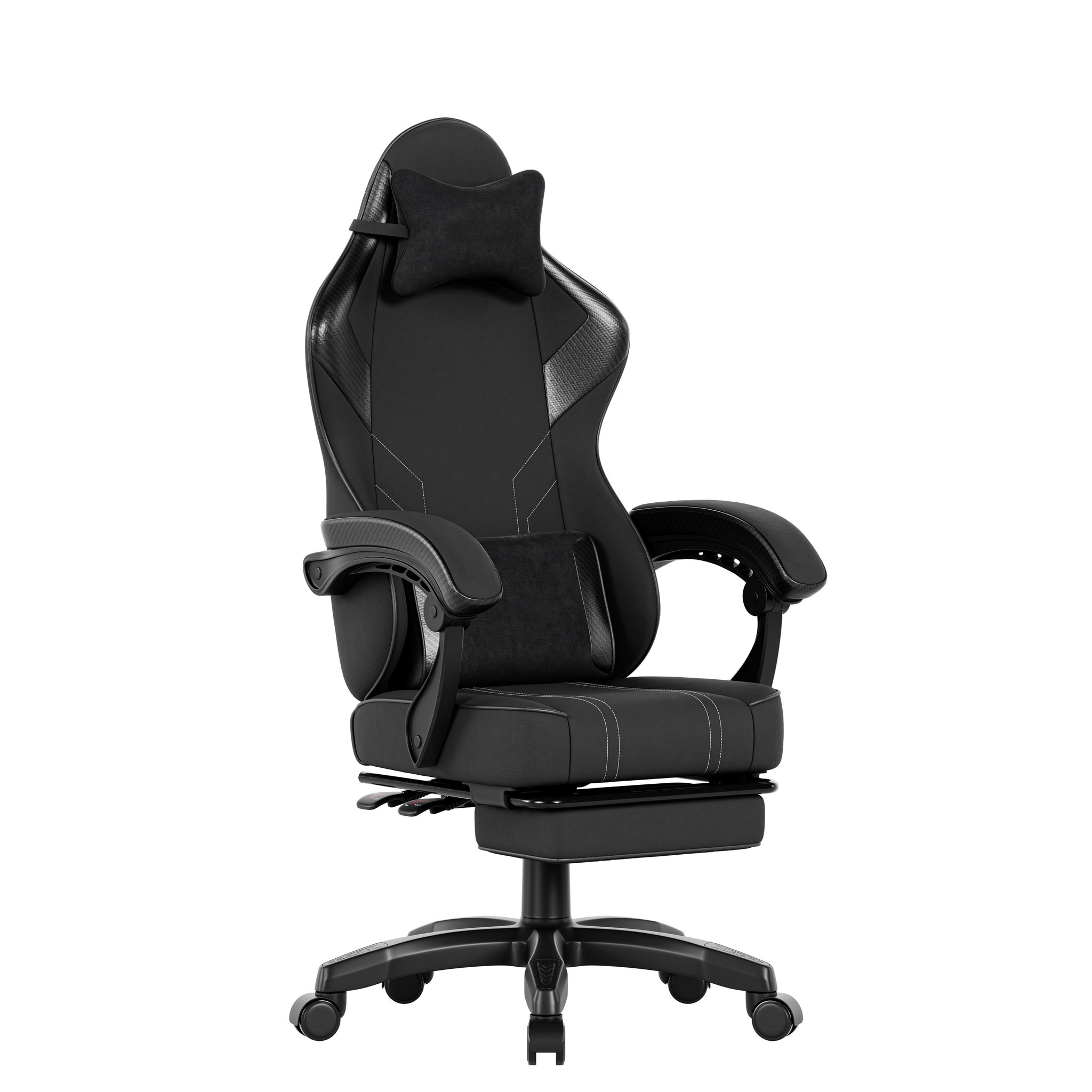 Dark black gaming chair with carbon | Desk Chairs models | BlenderKit