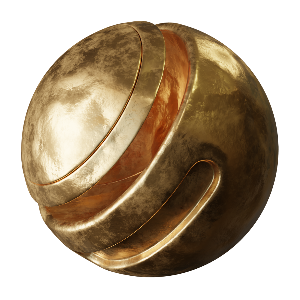 Brushed Gold with Layered Bands | FREE metal materials | BlenderKit