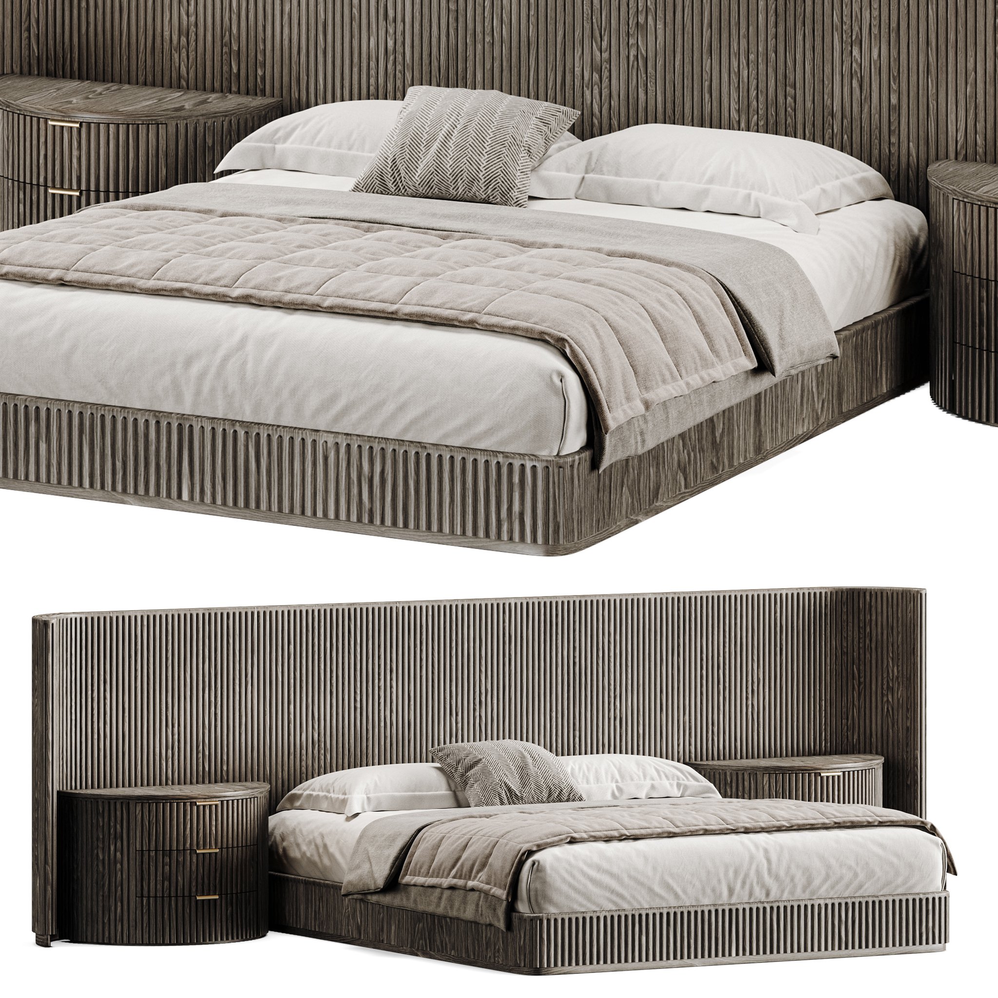 Byron extended panel bed | Beds models | BlenderKit