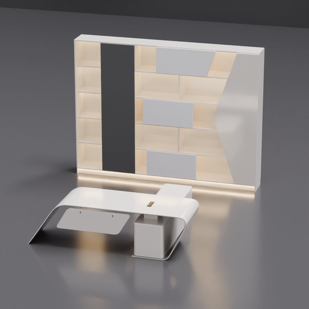 Executive Office Desk with Cabinet | Desks models | BlenderKit