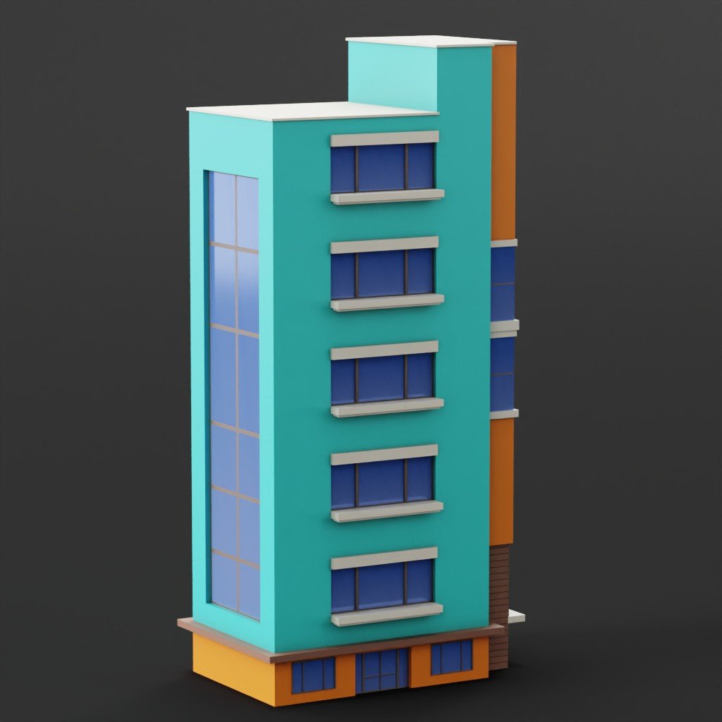 Stylised low poly building | FREE Buildings models | BlenderKit