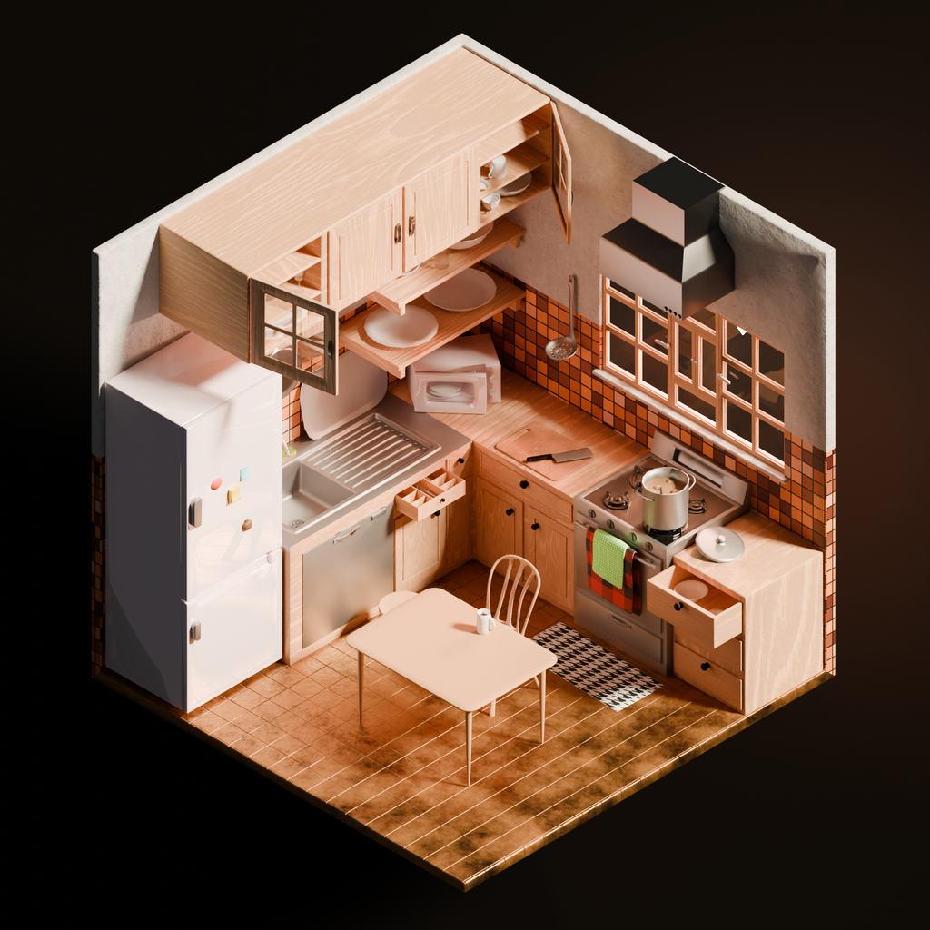 Isometric Kitchen | Isometric scenes | BlenderKit
