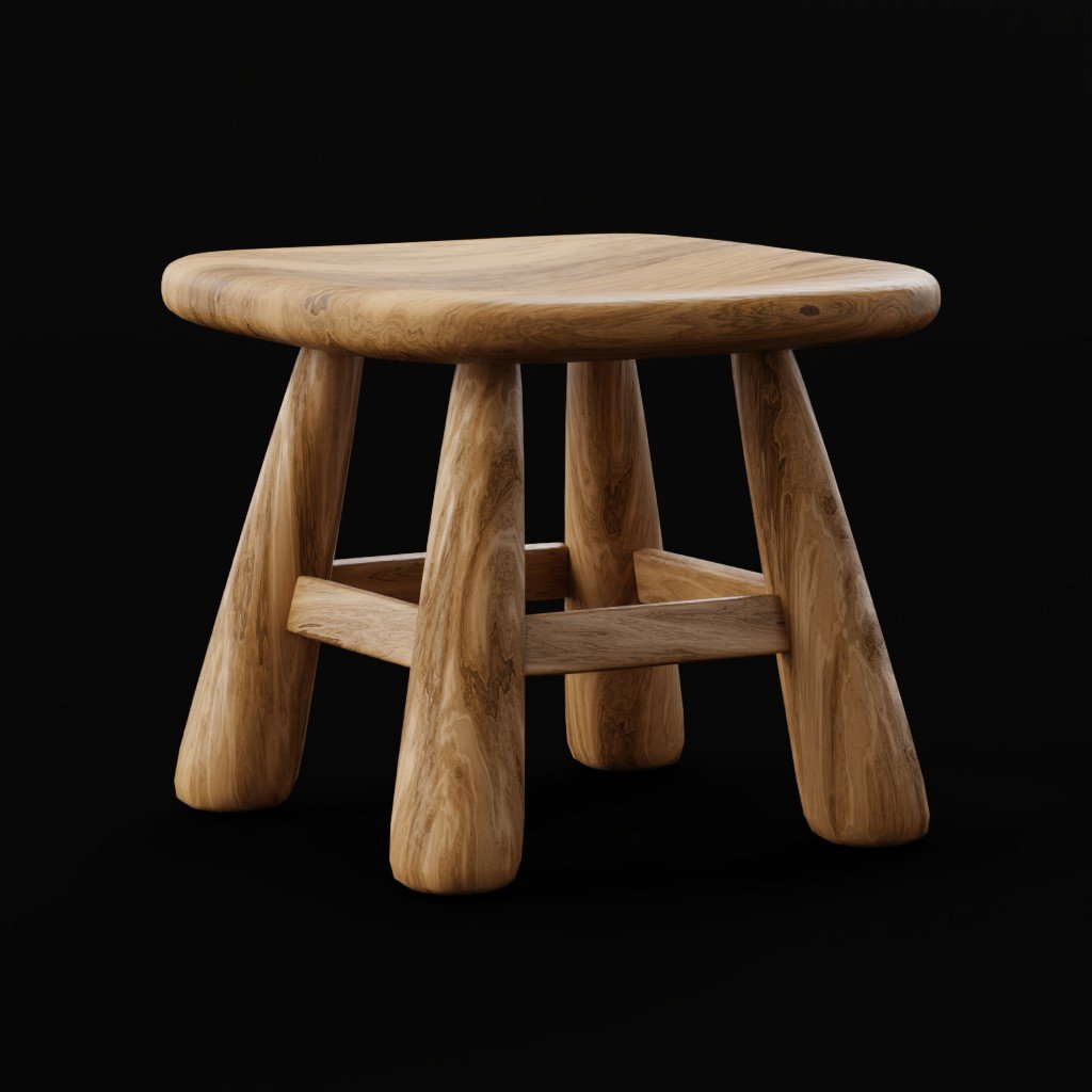 Simple wooden stool | FREE Bar chairs models | BlenderKit