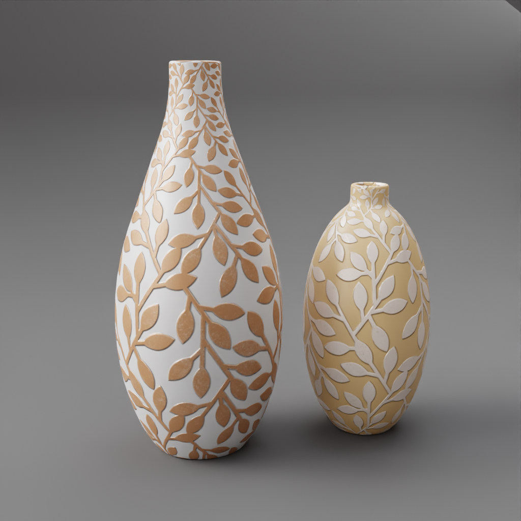 Leaf Pattern Vases | Vases models | BlenderKit