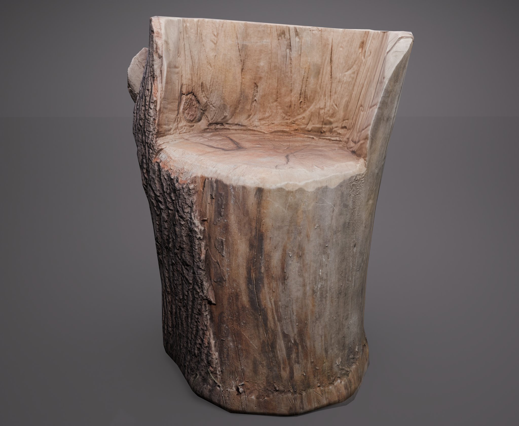 Chair from tree trunk | Chairs models | BlenderKit