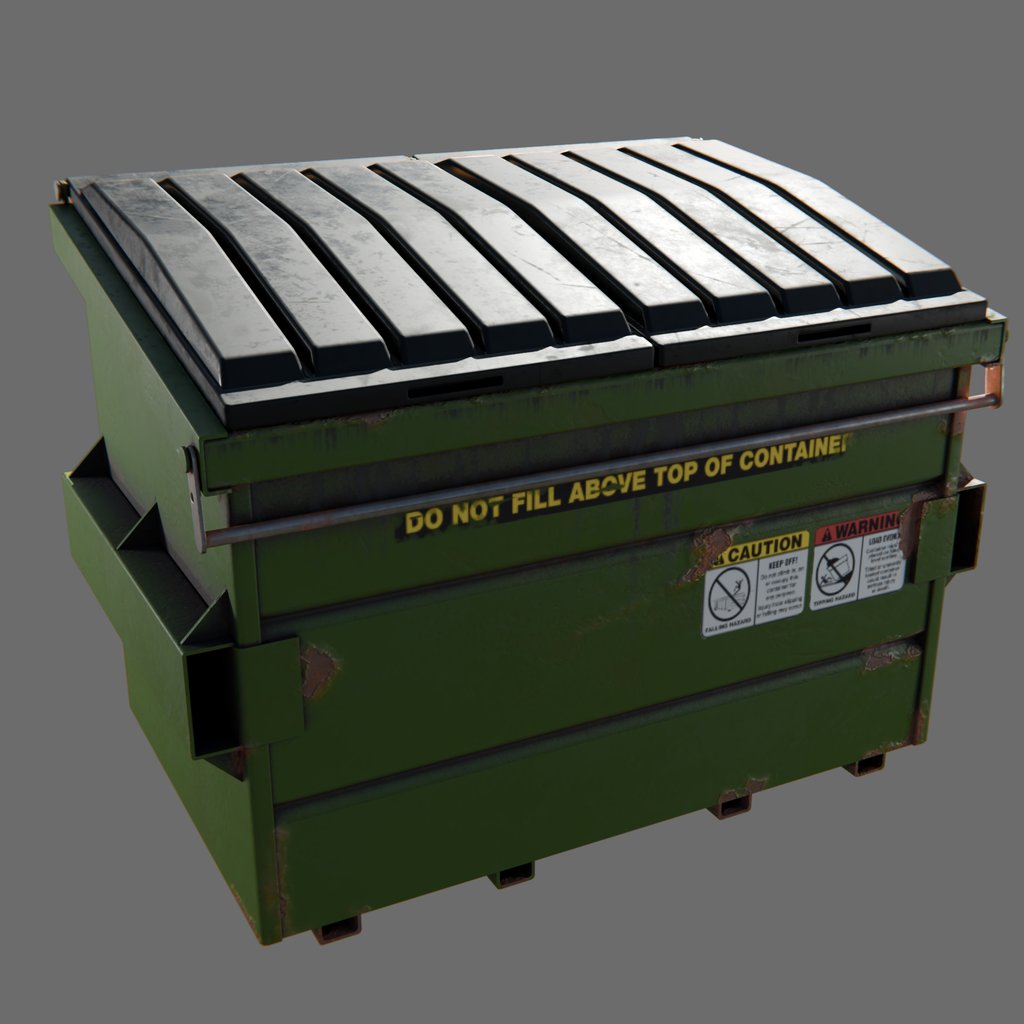 BlenderKit | Download the Green garbage bin model