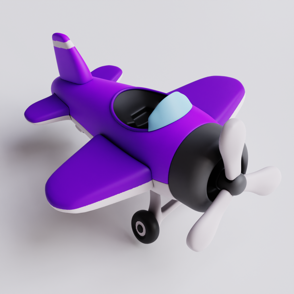 Toony Plane Purple | Airplane models | BlenderKit