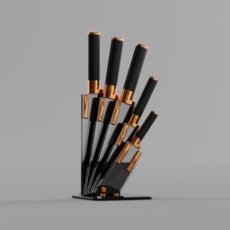 Set of knives | FREE Kitchenware models | BlenderKit
